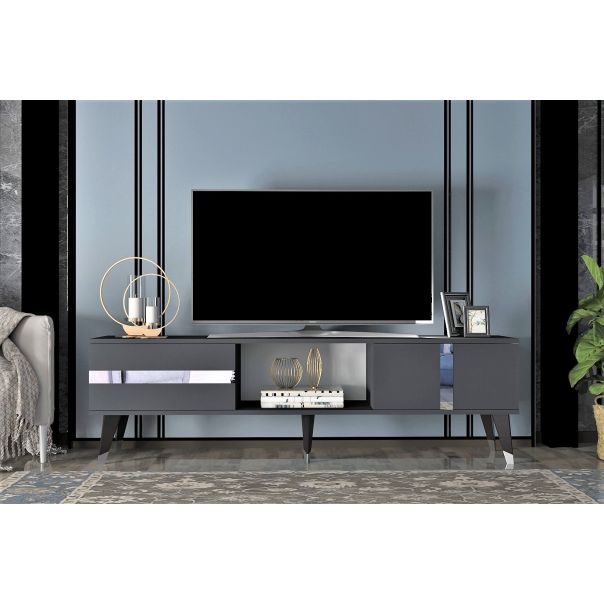 HANAH HOME TV komoda Vania, antracit/srebrna