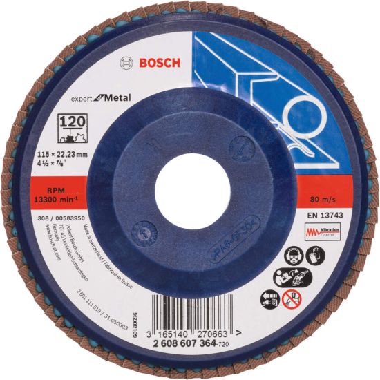 Bosch lamelni brusni disk X551, Expert for Metal, prečnik 115 mm; granulacija 120, ravni - 2608607364