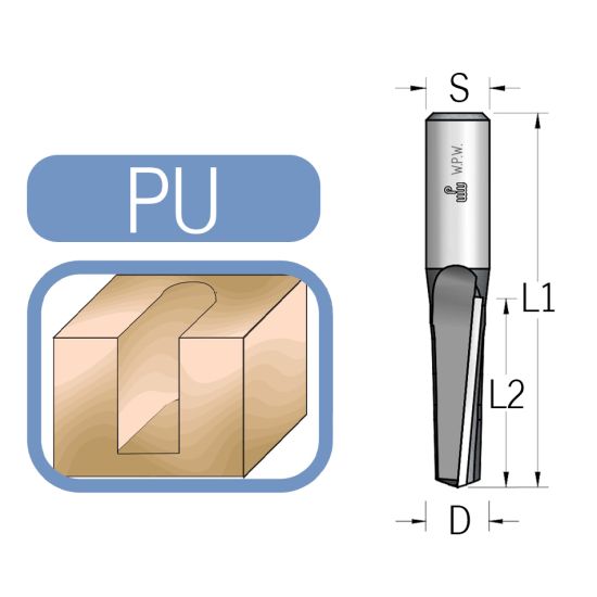 Glodalo za kanale Up Shear za duboko žljebovanje tvrdog drveta prečnik 12,7mm, radna dužina 51mm, prihvat 12mm