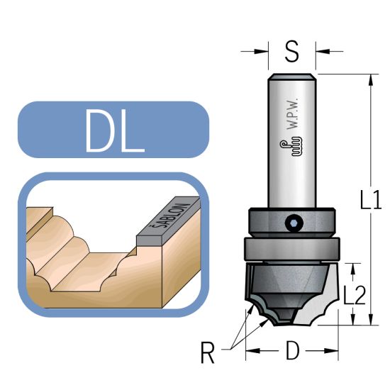 Glodalo za profile sa ležajem, uranjajuće - klasičan stil ravno dno, prečnik 25,4mm prihvat 6mm
