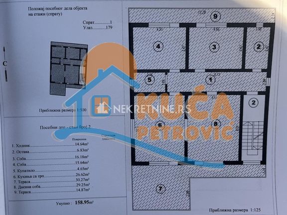 Četvorosoban stan, 159 m2, I sprat, deo dvorišta, parking, Niška banja - kod Aqua parka