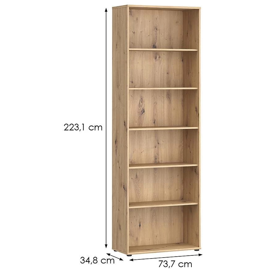 Trevone polica za knjige, 73.7x34.8x223.1 cm umjetni hrast