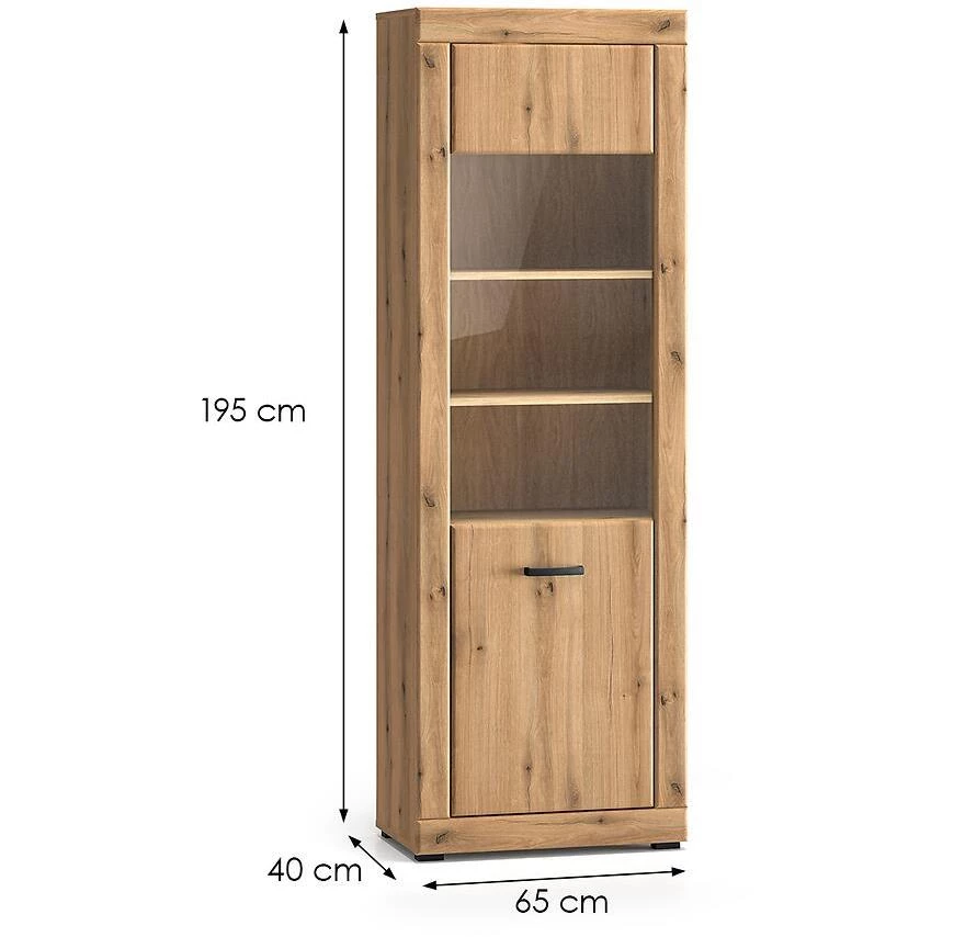 Dora vitrina 02 , 40x65x195 cm hrastovina