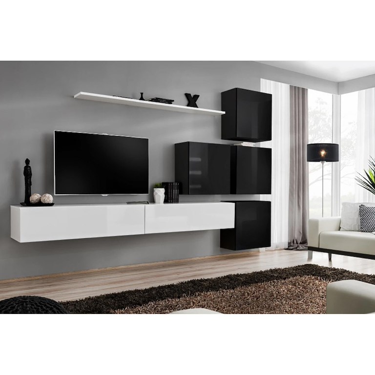 Regal Switch IX 280x40x180 cm bela/crna