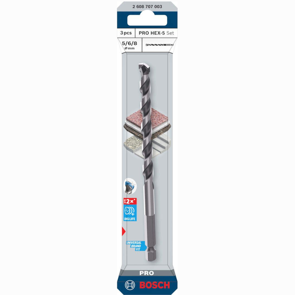 Bosch – PRO HEX-5 set burgija, 5×100, 6×100, 8×150 mm, 3 kom. – 2608707003