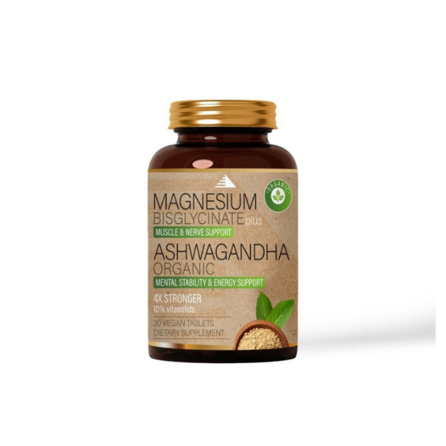 MAGNESIUM BISGLYCINATE PLUS ASHWAGANDHA ORGANIC, 30kom