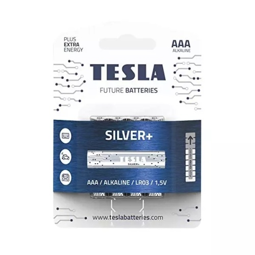 TESLA SILVER + Alkaline battery AAA 4 kom.