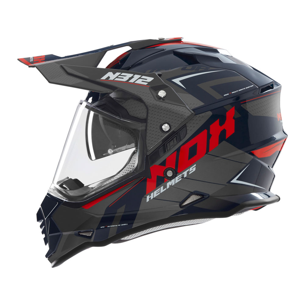 Kaciga NOX Enduro sa vizirom N312 VAPOR crveno plava