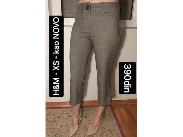 H&;;M ženske pantalone sive kapri XS/34 - kao NOVO