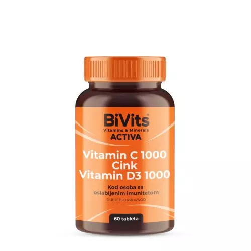 BiVits Vitamin C Cink Vitamin D3 1000 60 tableta