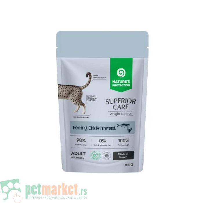 Nature’s Protection: Sos bez žitarica za gojazne mačke Adult Cat Weight Control, 85 gr