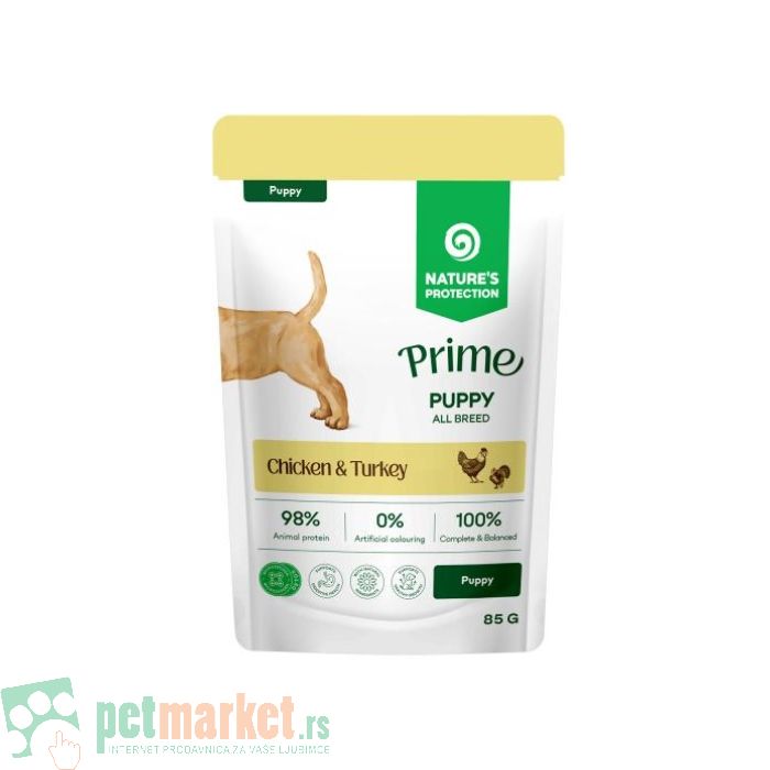Nature's Protection Prime: Preliv za štence Junior All Breed, 85 gr x 12kom