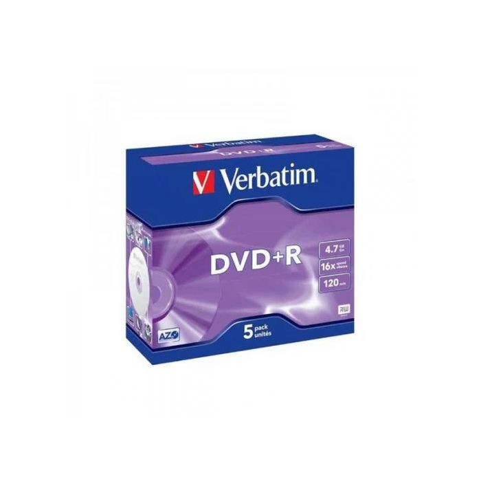 VERBATIM DVD+R 4.7GB 16X 43497 JAWEL CASE AZO MATT SILVER 1/5