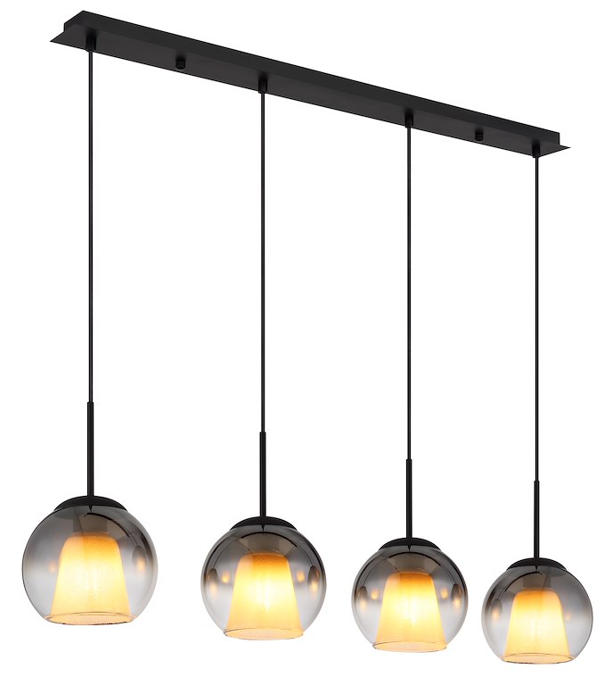 BARRY – VISEĆA LAMPA – METAL CRNI MAT – STAKLENE KUGLICE DIMLJENE BOJE – 15749-4H