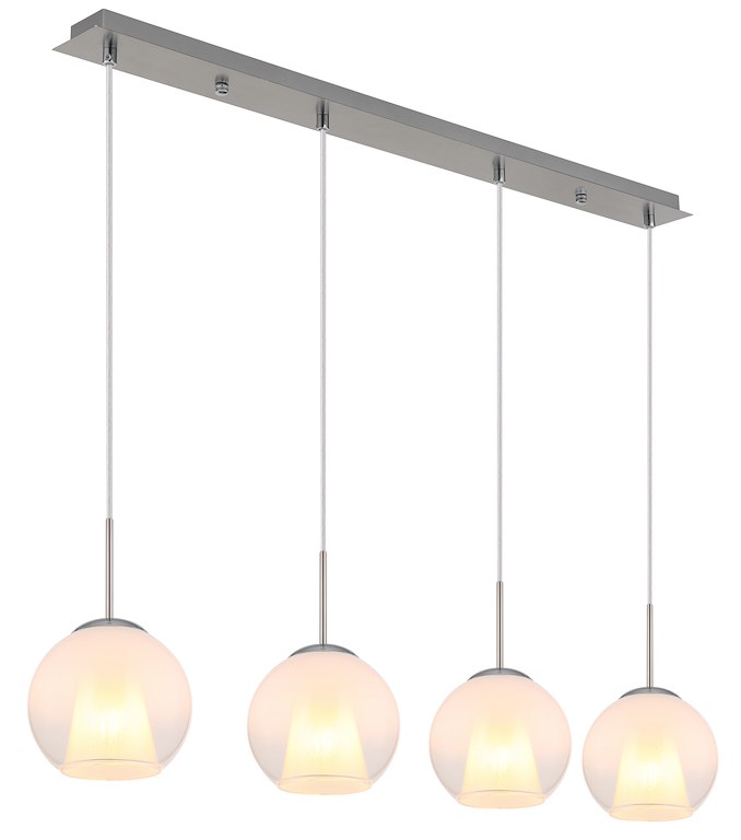 BARRY – VISEĆA LAMPA – METAL NIKL MAT – STAKLENE KUGLICE OPAL – 15749N-4H
