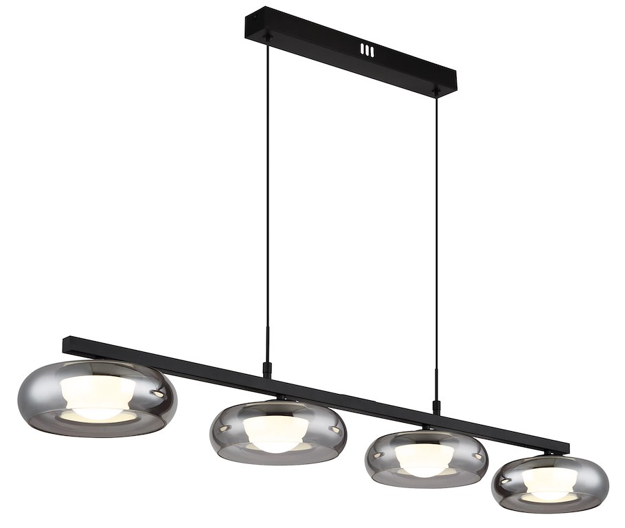 CARLENE – Viseća lampa – metal crni mat – staklo dimljene boje – 16700-4H