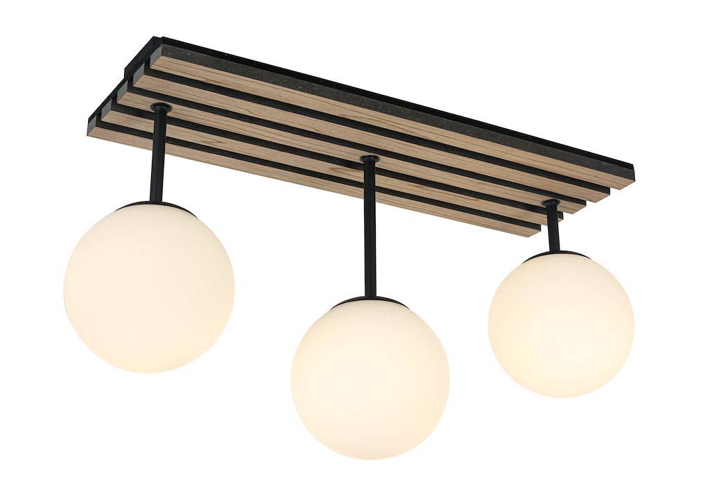 CLARA – plaf. lampa sa akustičnim panelom, drvo hrast, staklo belo: 15cm 3xE27 max 25W – 742005-3