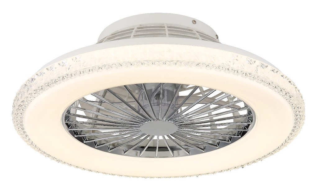 CORUSSO – PLAFONSKI VENTILATOR – METALNI HROMIRANI – AKRILNI KRISTALNO ČISTI – 03654