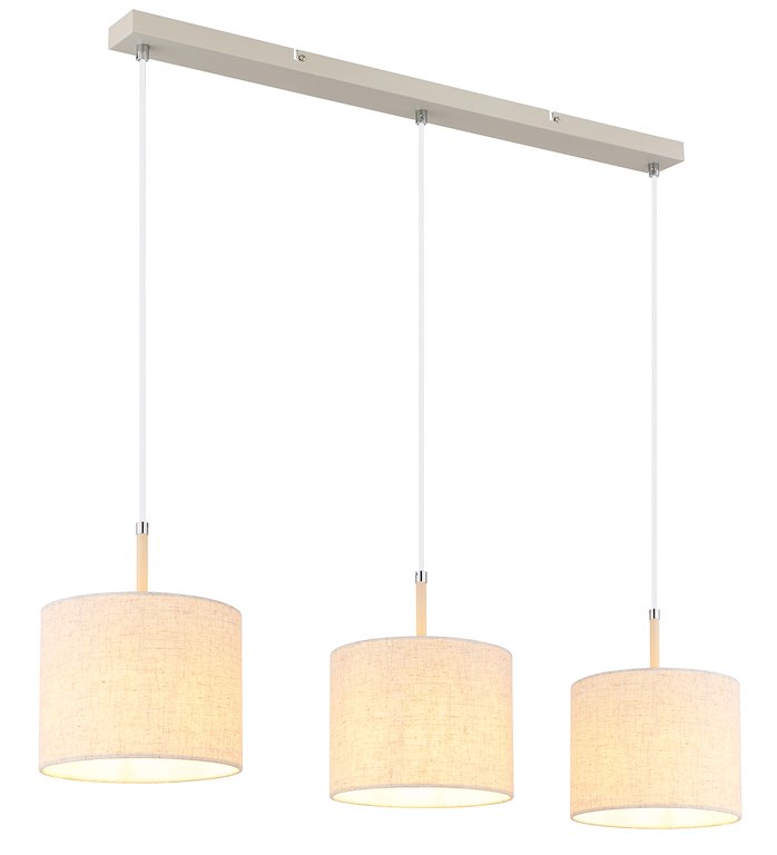 DELEON – Viseća lampa – metalna mat boja peska – tekstil krem boje – 15968-3H