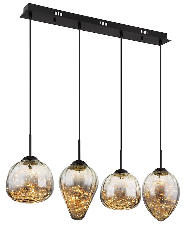 FIREFLY – VISEĆA LAMPA – METAL CRNI MAT – STAKLO DIMLJENE BOJE – 15642-4
