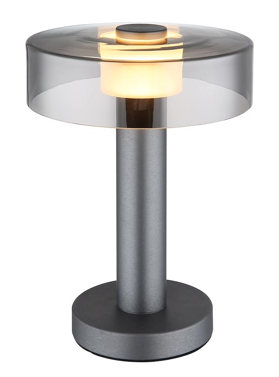 GRANT – STONA LAMPA – ALUMINIJUM BRUŠENI SIVI MAT – STAKLO DIMLJENE BOJE – 16019T