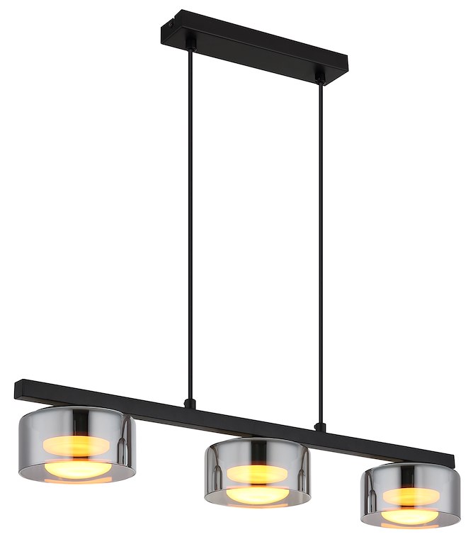 HIGGINS – VISEĆA LAMPA – METAL CRNI MAT – STAKLO DIMLJENE BOJE – 16055-3HS