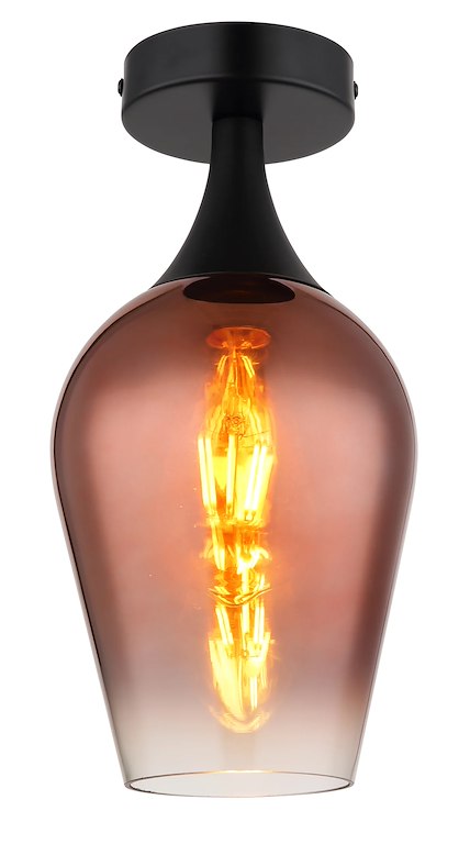LAVUS – PLAFONSKA LAMPA – METAL CRNI MAT – STAKLO BAKARNE BOJE – 15552D1