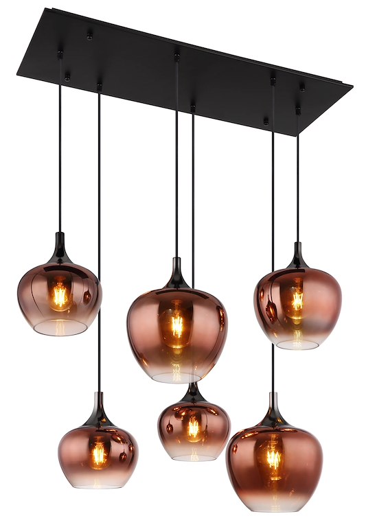 MAXY – VISEĆA LAMPA – METAL CRNI MAT – STAKLO BOJE BAKRA – 15548-6HG