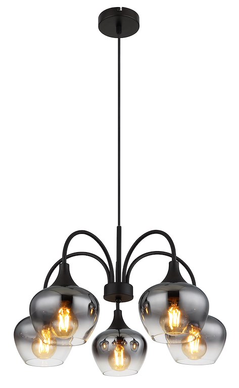 MAXY – VISEĆA LAMPA – METAL CRNI MAT – STAKLO DIMLJENE BOJE – 15548-5H
