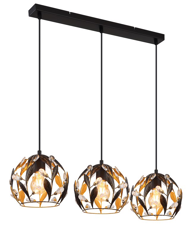MIKA – VISEĆA LAMPA – METAL CRNA MAT – METAL ZLATNE BOJE – 15759-3H