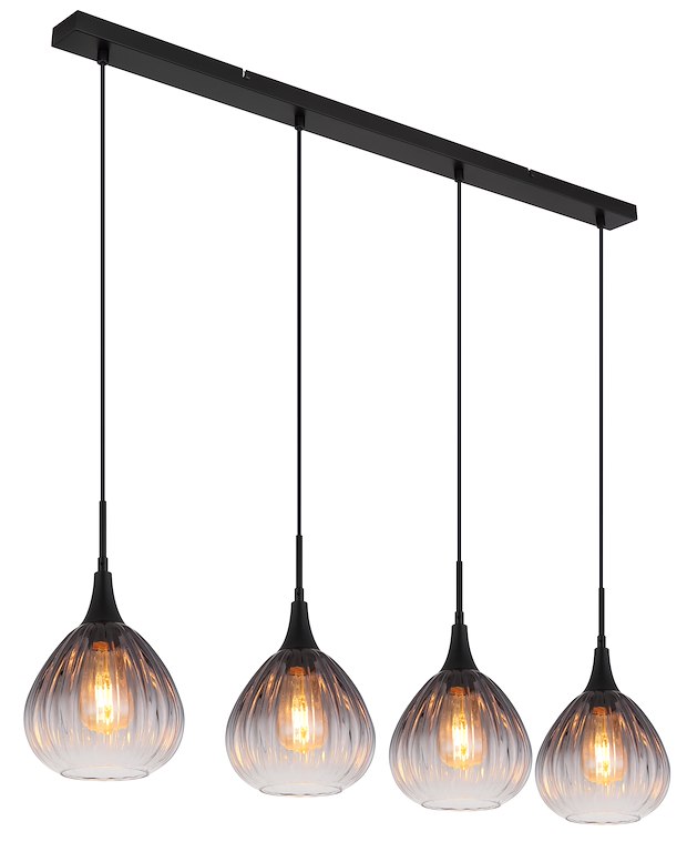 OLSEN – Viseća lampa – metal crni mat – staklo dimljene boje – 15887-4H