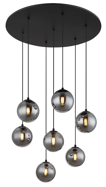 RIHA – VISEĆA LAMPA – METAL CRNI MAT – STAKLENE KUGLICE DIMLJENE BOJE – 56133-7H