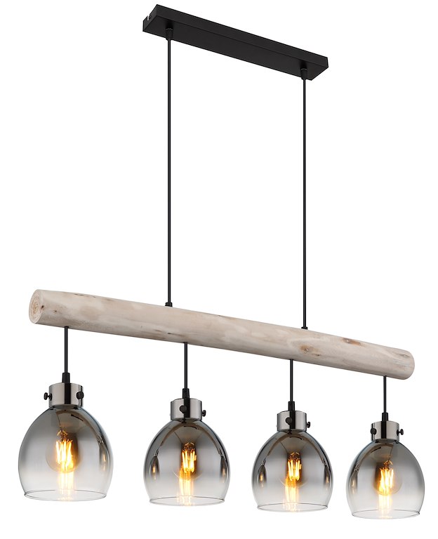 RYAN – VISEĆA LAMPA – METAL CRNI MAT – STAKLO DIMLJENE BOJE – 15628-4