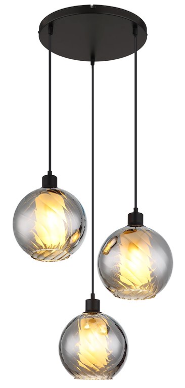 ULF – VISEĆA LAMPA – METAL CRNI MAT – STAKLENA KUGLA DIMLJENE BOJE – 30280308