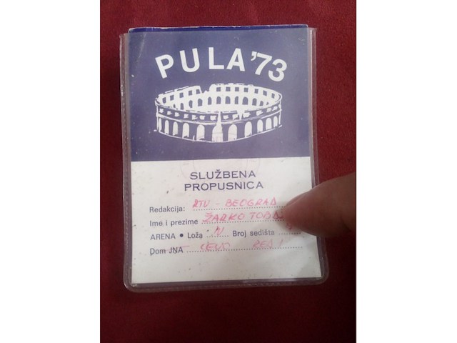 Propusnica za Pulski filmski festival 1973  RTB