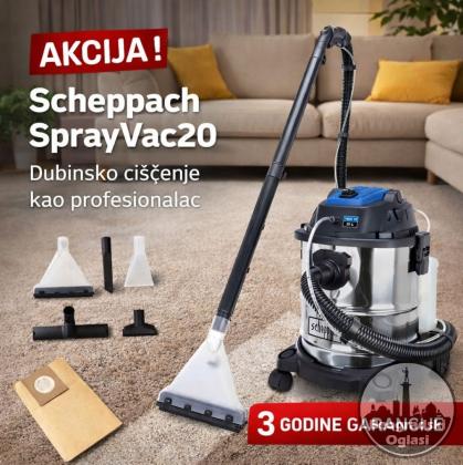 Scheppach SprayVac20 – 5-u-1 Usisivač za Dubinsko Čišćenje | 1600 W