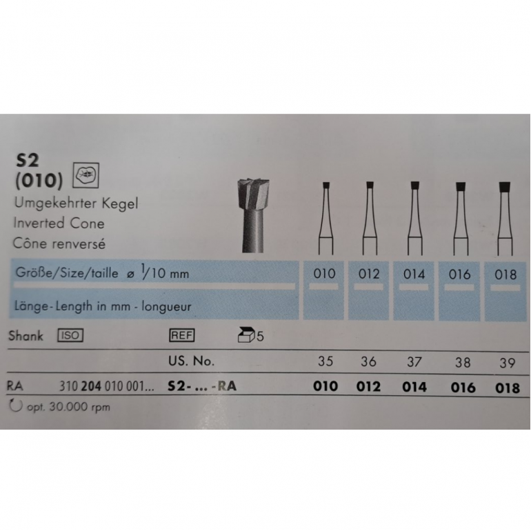 ČELIČNI BORER FISURNI ZA KOLENJAK S2
