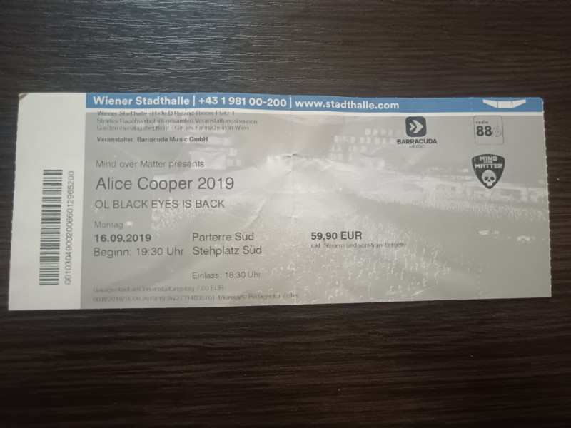 Alice Cooper koncert u Beču 16.9.2019