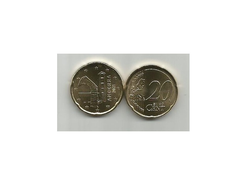 ANDORA Andorra 20 euro cent 2021. UNC