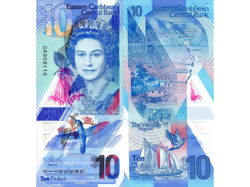 EAST CARIBBEAN Istočni Karibi 10 Dollars 2019 UNC, P-57