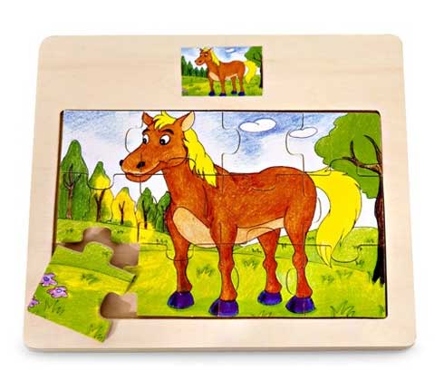 Pino Toys Drvene puzzle 12 delova Konjić