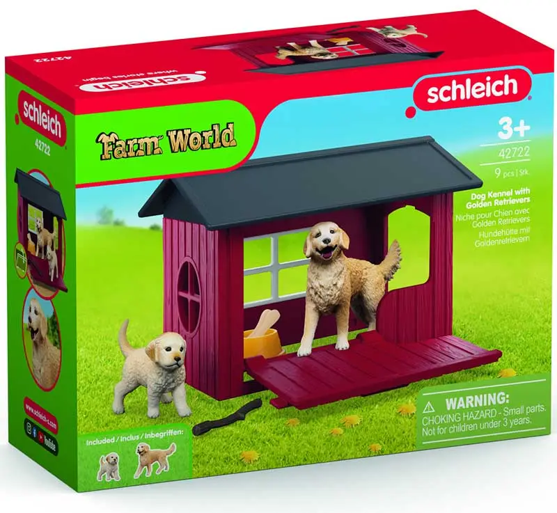 Schleich® Figurice Domaće životinje Zlatni retriveri i kućica za pse 42722