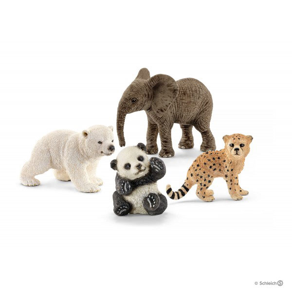 Schleich Figurice Divlje životinje - Mladunci - panda beli medved afrički slon i gepard 14794