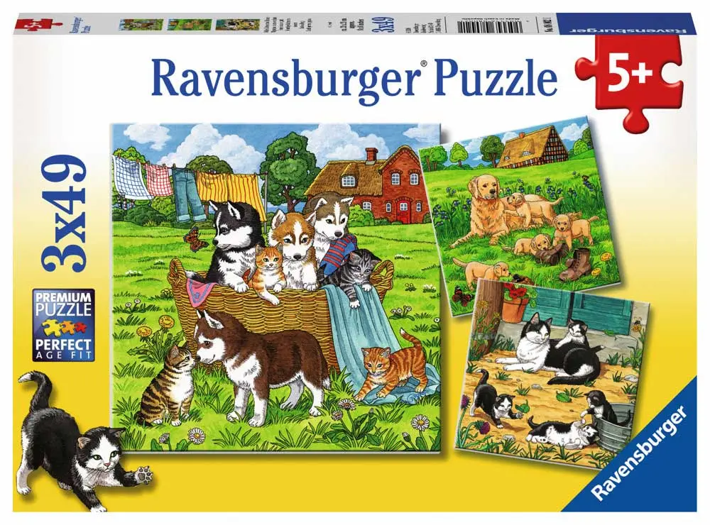 Ravensburger puzzle Dečije puzle - 3x49 - Životinje - Mace - Kučići - Cats and Dogs 3x49 delova RA08002