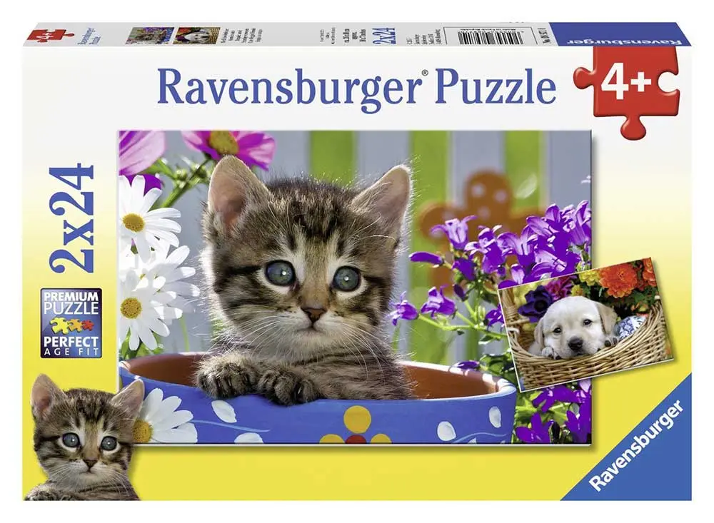 Ravensburger puzzle Dečije puzle - 2x24 - Životinje - Mace - Kučići - Dog And Cat 2x24 dela RA08971