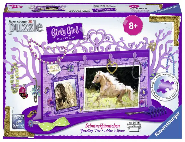 Ravensburger 3D puzzle GIRLY GIRL edition - Za devojčice - Drvce za odlaganje nakita - Konji - Horses Jewellery Tree 108 delova RA12068