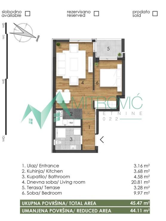 Dvosoban stan na prodaju, 44m2, 119.950€