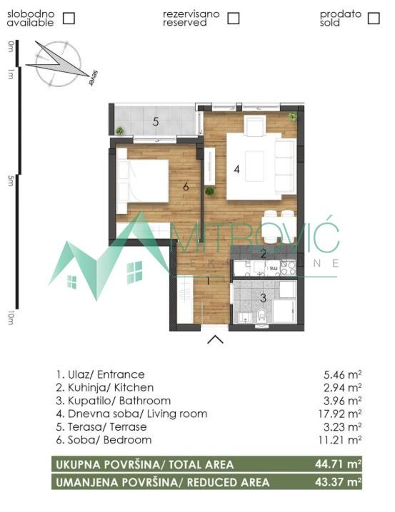 Dvosoban stan na prodaju, 43m2, 117.930€