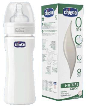Chicco Staklena flašica sa silikonskom cuclom 240ml 00060043000080