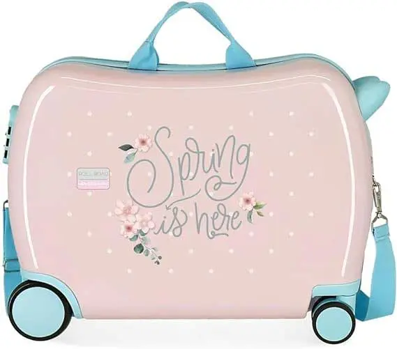 Dečiji putni kofer za vožnju Roll Road Spring is here pink 40898